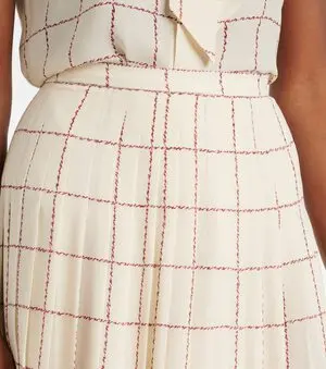 Loro Piana Clea Pleated Silk Sablé Midi Skirt