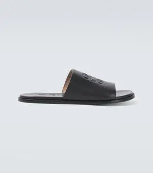 Loewe Flex Anagram Leather Slides - Black
