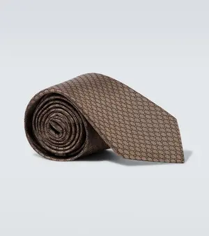 Gucci Gg Silk Jacquard Neck Tie - Brown