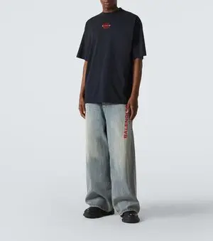 Balenciaga Logo Embroidered Wide-leg Jeans