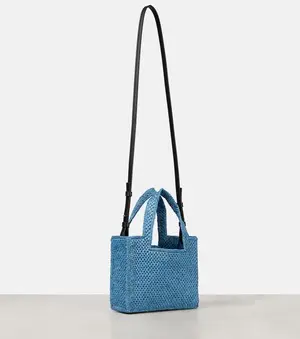 Loewe Mini Logo Raffia Top-handle Bag - Blue
