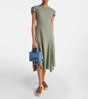 Loewe Mini Logo Raffia Top-handle Bag - Blue