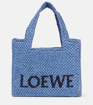 Loewe Mini Logo Raffia Top-handle Bag - Blue