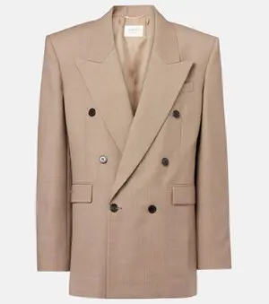 Saint Laurent Saint Laurent Double Breasted Wool Blazer Beige