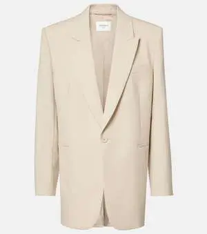 Saint Laurent Double Breasted Wool Blazer - Neutrals