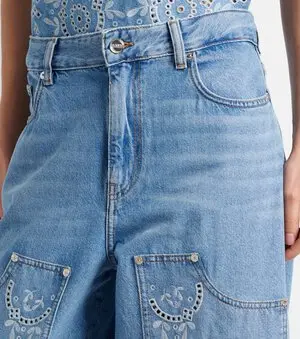 GANNI Broderie Anglaise Barrel-leg Jeans