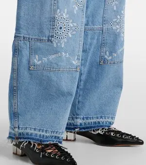 GANNI Broderie Anglaise Barrel-leg Jeans