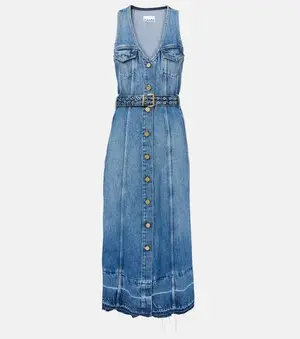GANNI Denim Midi Shirt Dress - Blue