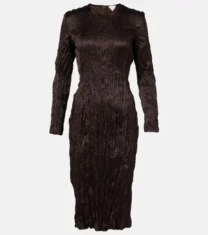 Bottega Veneta Satin Midi Dress - Brown