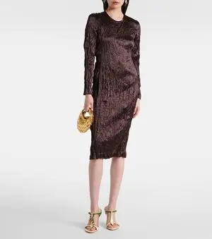Bottega Veneta Satin Midi Dress - Brown