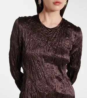 Bottega Veneta Satin Midi Dress - Brown