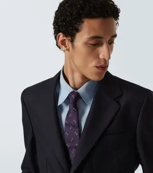 Gucci Gg Silk Jacquard Neck Tie - Blue
