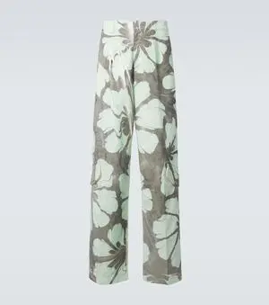 Dries Van Noten Floral Wide-leg Pants - Grey