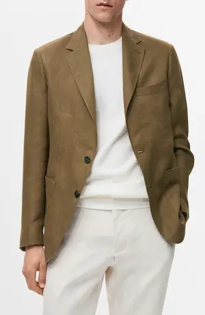 Mango Salerno Linen Sport Coat - Khaki