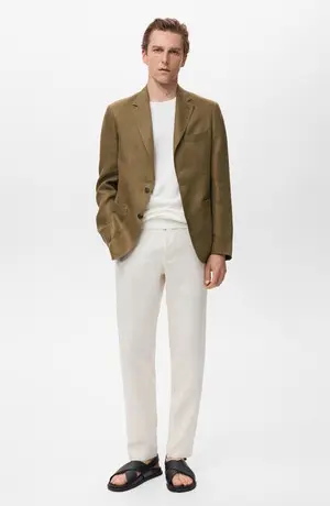 Mango Salerno Linen Sport Coat - Khaki