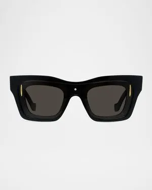 Loewe Signature Layered Rectangle Sunglasses - Shiny Blackbrown