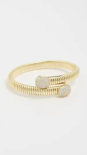 BY ADINA EDEN Pave Oval Snake Wrap Bangle Bracelet