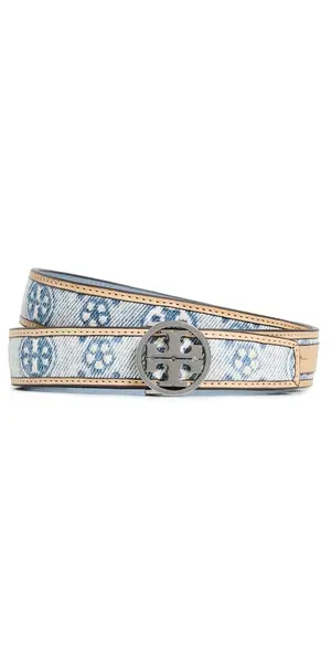 Tory Burch Miller Denim Belt Powder Blue