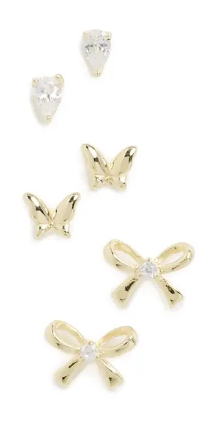 BY ADINA EDEN Stud Earrings Set - Gold