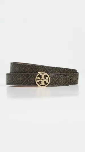 Tory Burch T Monogram Coated Canvas Miller Belt - French Press/gold