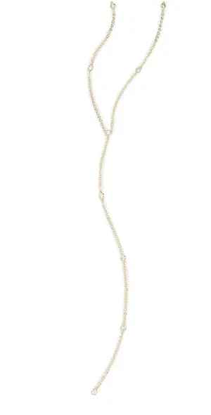 BY ADINA EDEN Cubic Zirconia Bezel Lariat Necklace - Gold