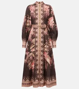 Zimmermann Illuminate Floral Linen Midi Dress - Multicoloured