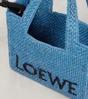 Loewe Mini Logo Raffia Top-handle Bag - Blue