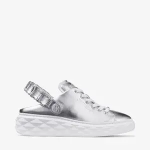 JIMMY CHOO Diamond Sling Silver Metallic Leather Slipper Trainers