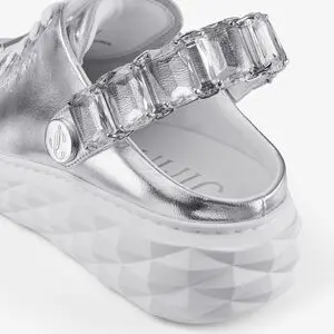 JIMMY CHOO Diamond Sling Silver Metallic Leather Slipper Trainers