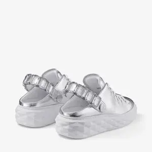 JIMMY CHOO Diamond Sling Silver Metallic Leather Slipper Trainers