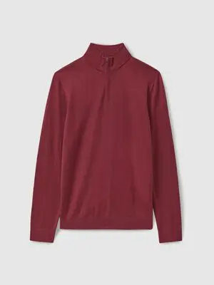 REISS Blackhall Maxwell Merino Wool Half-zip Polo Shirt