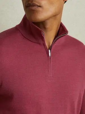 REISS Blackhall Maxwell Merino Wool Half-zip Polo Shirt