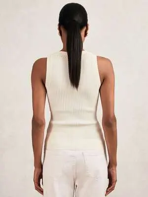 REISS Lanette Craft-stitch Rib-knit Vest - Ivory/ecru