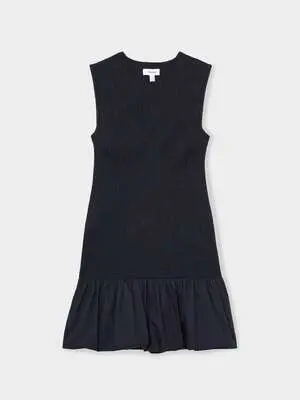 REISS Belinda Cotton Shirred Mini Dress Bubble Hem