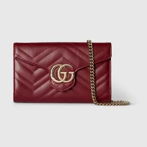Gucci Gg Marmont Wallet On Chain Leather - Bordeaux