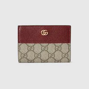 Gucci Bi-color Gg Marmont Small Wallet Leather - Bordeaux