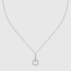 Gucci Horsebit Diamond 18k Pendant Necklace - White Gold