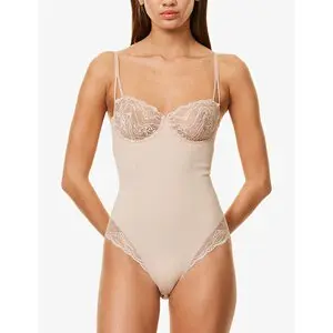 Calvin Klein Sensual Lace-panel Stretch-woven Bodysuit