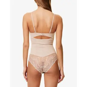 Calvin Klein Sensual Lace-panel Stretch-woven Bodysuit