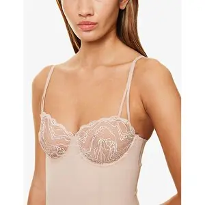 Calvin Klein Sensual Lace-panel Stretch-woven Bodysuit