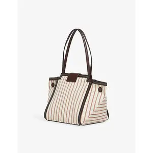 Marni Riviera Mini Striped Canvas And Leather Tote Bag - Zo883
