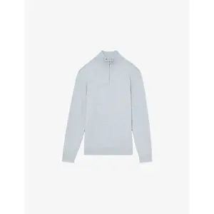 REISS Swinley Half-zip Knitted Jumper - Soft Blue
