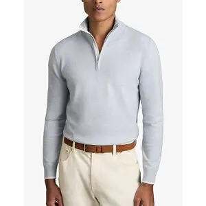 REISS Swinley Half-zip Knitted Jumper - Soft Blue