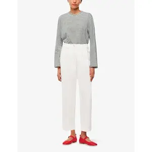 Whistles Stripe Cropped Long-sleeve Cotton-jersey T-shirt