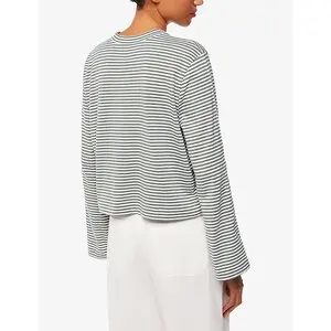 Whistles Stripe Cropped Long-sleeve Cotton-jersey T-shirt