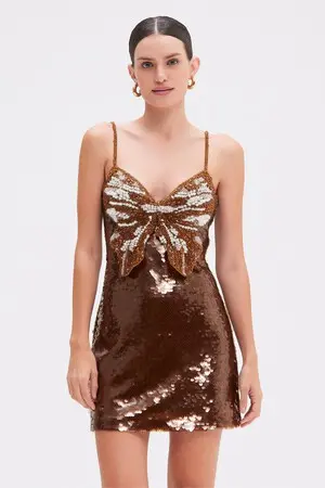 PatBO Sequin Butterfly Mini Dress