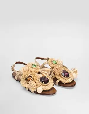 Dolce & Gabbana Braided Raffia Flip-flops