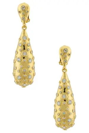 VALERE Shine Drop Earrings - Clear Quartz Crystal & Gold