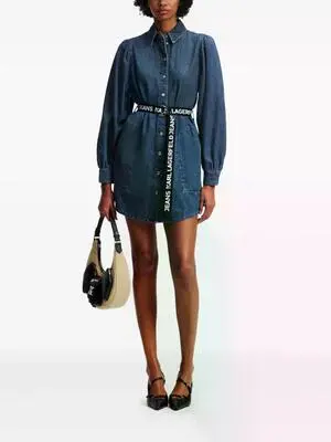 Karl Lagerfeld Puff-sleeve Denim Shirtdress - Blue