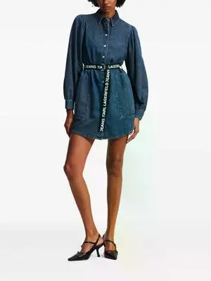 Karl Lagerfeld Puff-sleeve Denim Shirtdress - Blue
